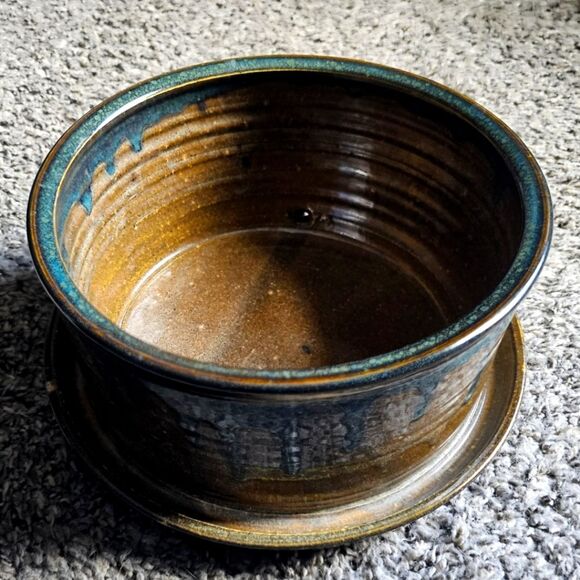 Handmade | Other | Stoneware Planter With Attached Drip Plate Cerulean ...